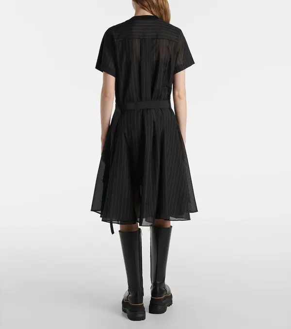Sacai Cotton Jersey And Organza Mini Dress