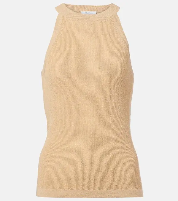 Max Mara Lolly Linen And Silk-blend Top