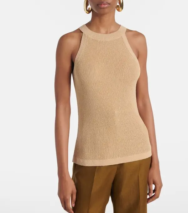 Max Mara Lolly Linen And Silk-blend Top