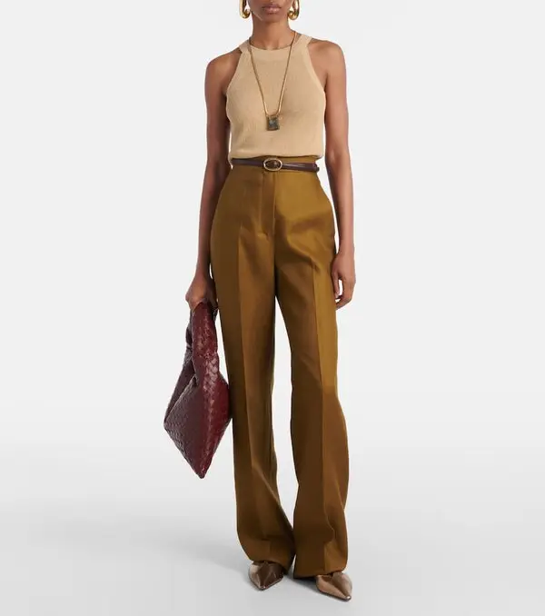 Max Mara Lolly Linen And Silk-blend Top