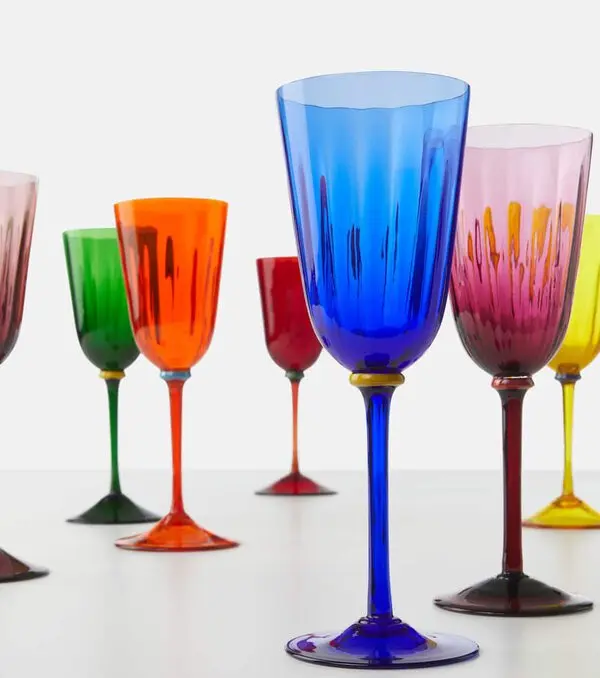 La DoubleJ Rainbow Set Of 8 Wine Glasses - Multicoloured