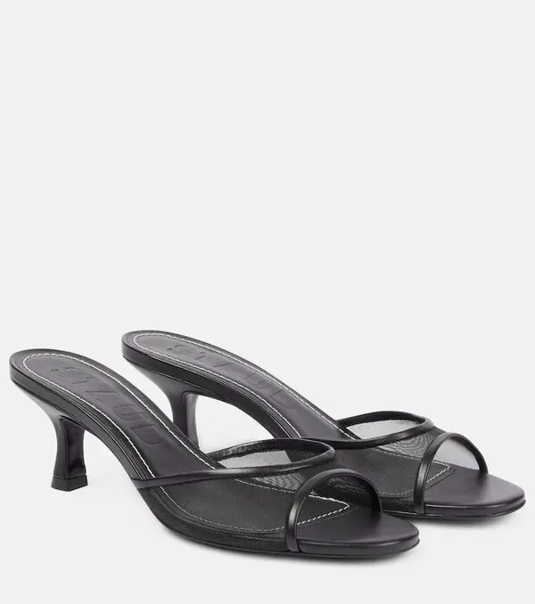 Staud Brigitte 55 Leather-trimmed Mules