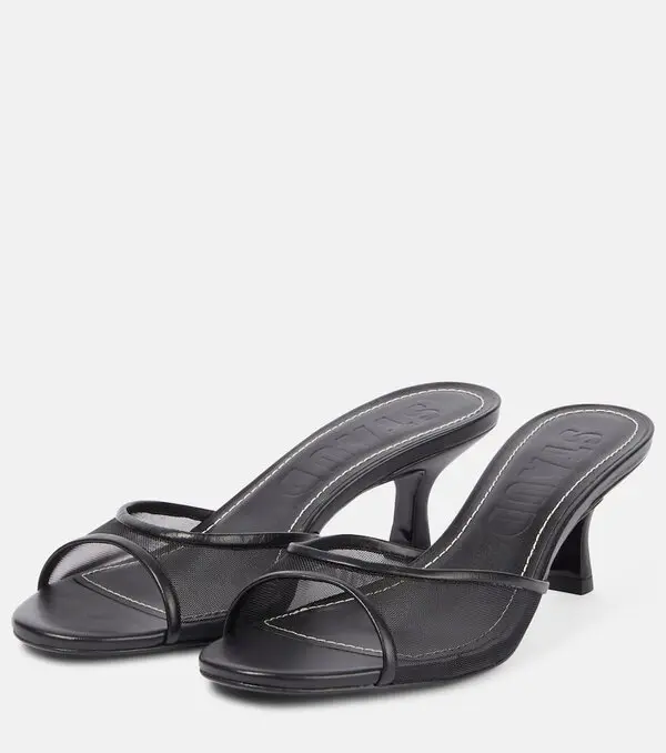 Staud Brigitte 55 Leather-trimmed Mules