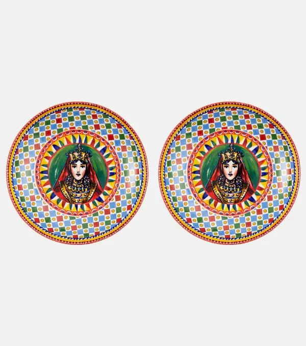 Dolce & Gabbana Carretto Siciliano Set Of 2 Soup Plates - Multicoloured