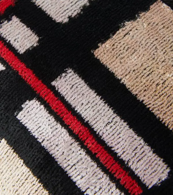 LES-OTTOMANS Checked Silk Velvet Cushion