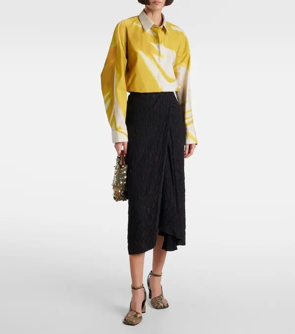 Dries Van Noten Gathered Midi Skirt