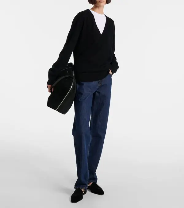 TOTEME Cashmere V-neck Sweater - Black