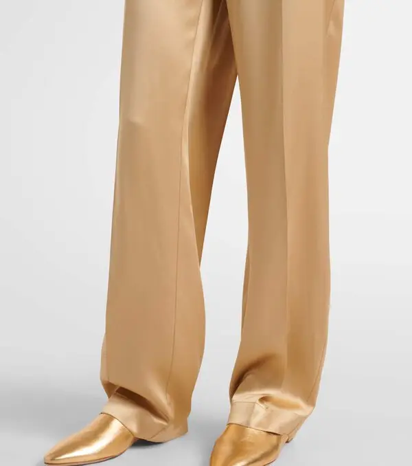 JOSEPH Tawa Silk Satin Straight Pants - Beige