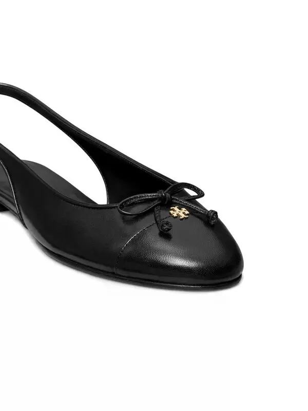 Tory Burch Leather Ballerinas - Black