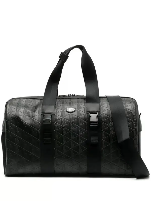 Lacoste Monogram Leather Weekend Bag - Black
