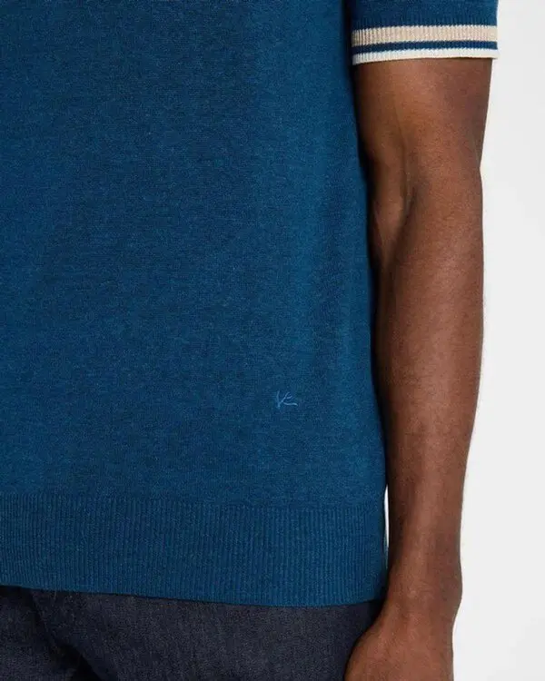 Isaia Apos;s Silk And Linen Tipped Polo Sweater - Medium Blu