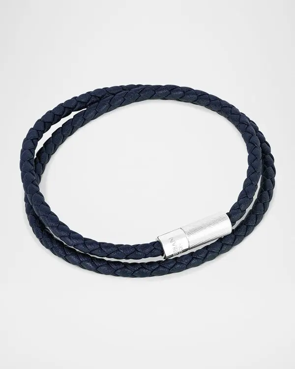 Tateossian Pop Rigato Leather Bracelet - Navy