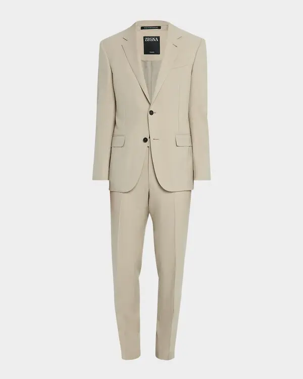Zegna Solid Trofeo Wool Suit - Md Bge Sld