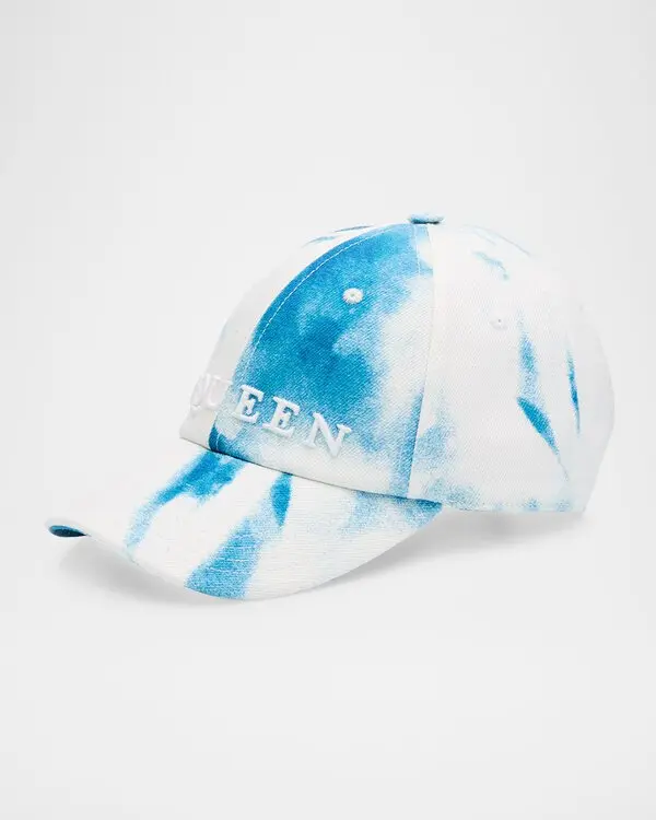 Alexander McQueen Marbled Denim Baseball Cap - Ivory/blue