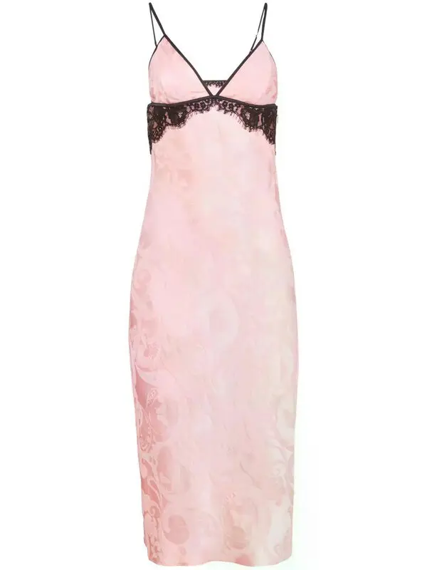 FLEUR DU MAL Paisley Jacquard Midi Dress - Pink