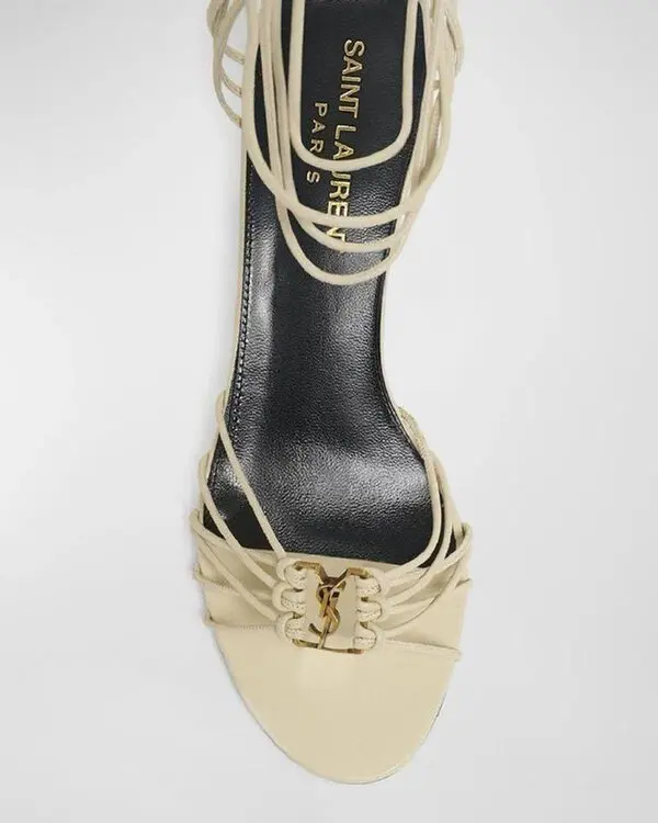 Saint Laurent Babylone Strappy Ankle-tie Sandals - Beige