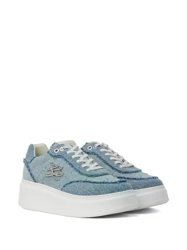 Karl Lagerfeld Indigo Denim Platform Sneakers