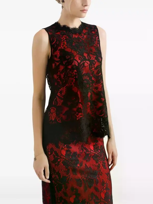 Dolce & Gabbana Floral Lace Top - Black