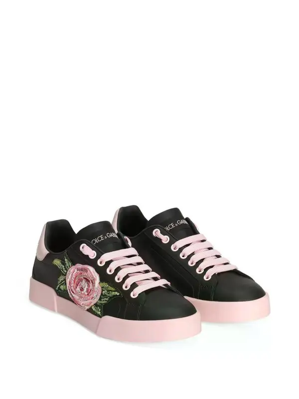 Dolce & Gabbana Floral-print Sneakers - Black