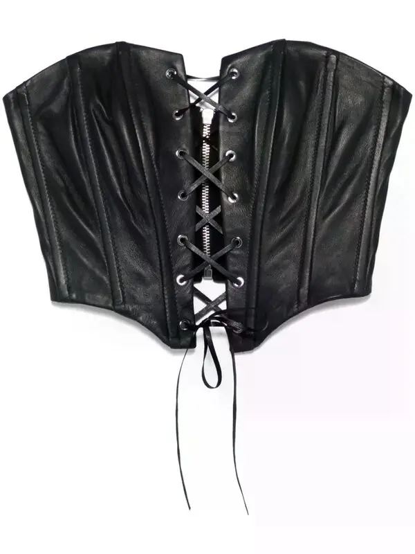 John Richmond Lace-up Leather Corset Top