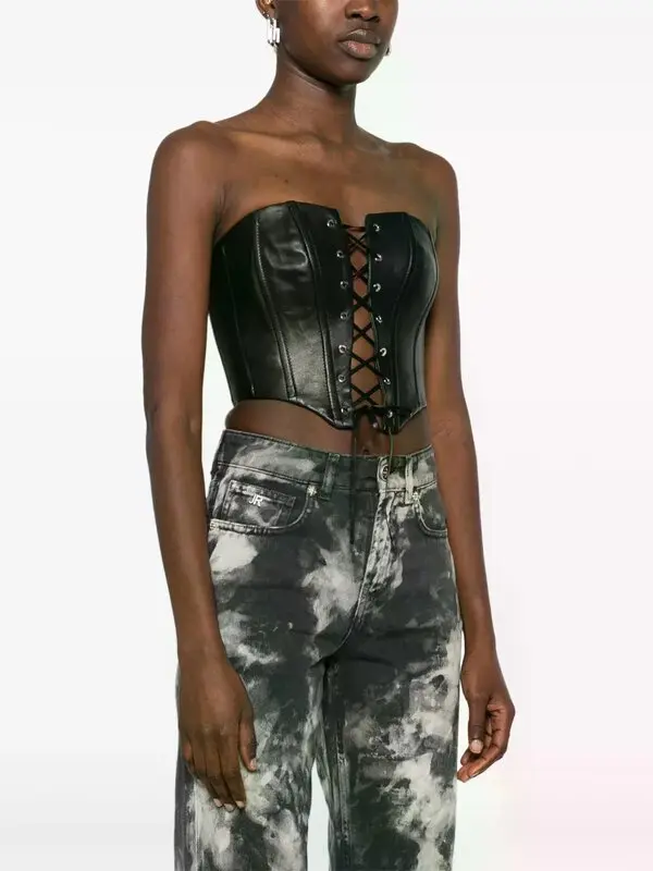 John Richmond Lace-up Leather Corset Top