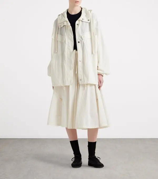 Prada Cotton-blend Hooded Belted Jacket - Neutral