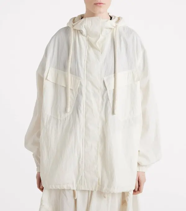 Prada Cotton-blend Hooded Belted Jacket - Neutral