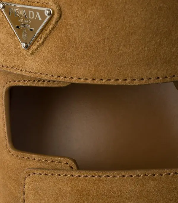 Prada Suede Triangle Sandals - Brown