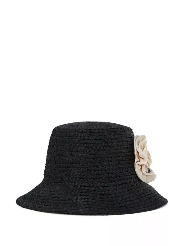 Karl Lagerfeld Floral-appliqué Bucket Hat - Black