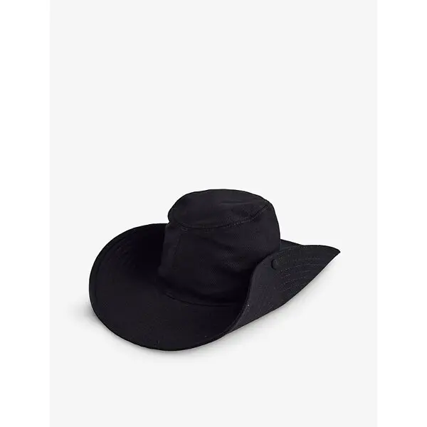 Miu Miu Cotton-Canvas Wide Brim Hat - Nero+Bianco | Editorialist display picture 2