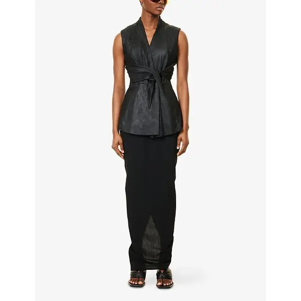Rick Owens Pillar Wrap Wool Maxi Skirt