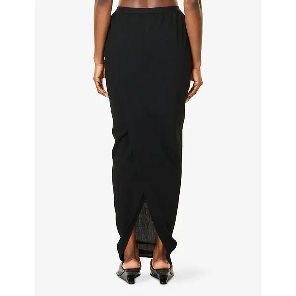 Rick Owens Pillar Wrap Wool Maxi Skirt