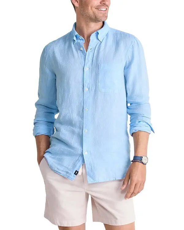 Vineyard Vines Surfside Regular Fit Button Down Linen Shirt - Jake Blue