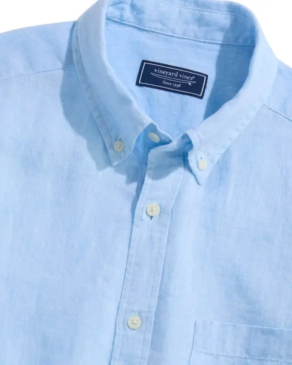 Vineyard Vines Surfside Regular Fit Button Down Linen Shirt - Jake Blue