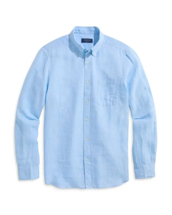 Vineyard Vines Surfside Regular Fit Button Down Linen Shirt - Jake Blue
