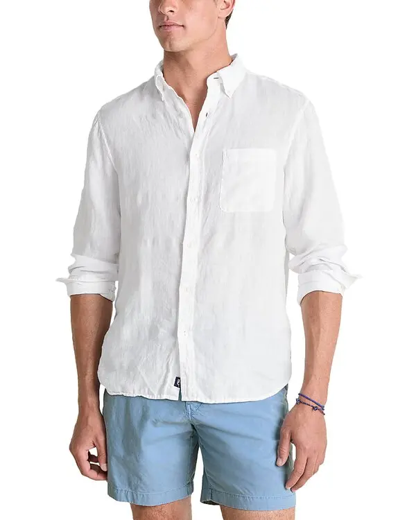 Vineyard Vines Surfside Regular Fit Button Down Linen Shirt - White