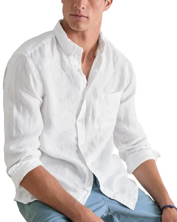Vineyard Vines Surfside Regular Fit Button Down Linen Shirt - White