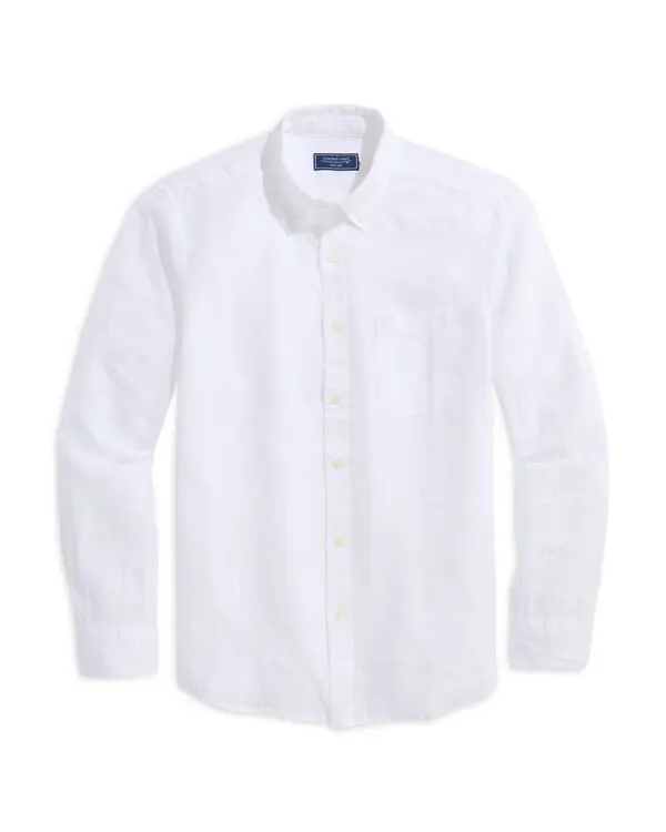 Vineyard Vines Surfside Regular Fit Button Down Linen Shirt - White