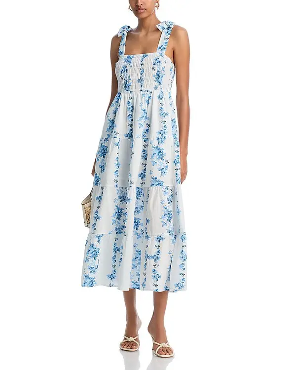 Aqua Empire Waist Maxi Dress - White/blue
