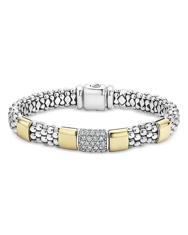 Lagos Sterling Silver And 18k Gold Diamond Bracelet - Silver/gold