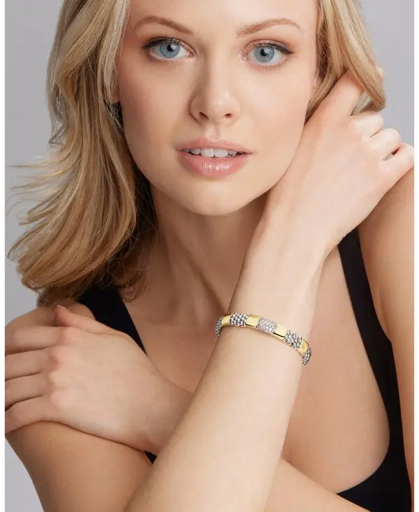 Lagos Sterling Silver And 18k Gold Diamond Bracelet