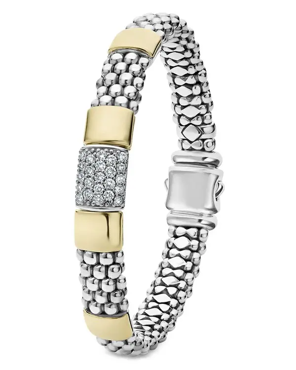 Lagos Sterling Silver And 18k Gold Diamond Bracelet