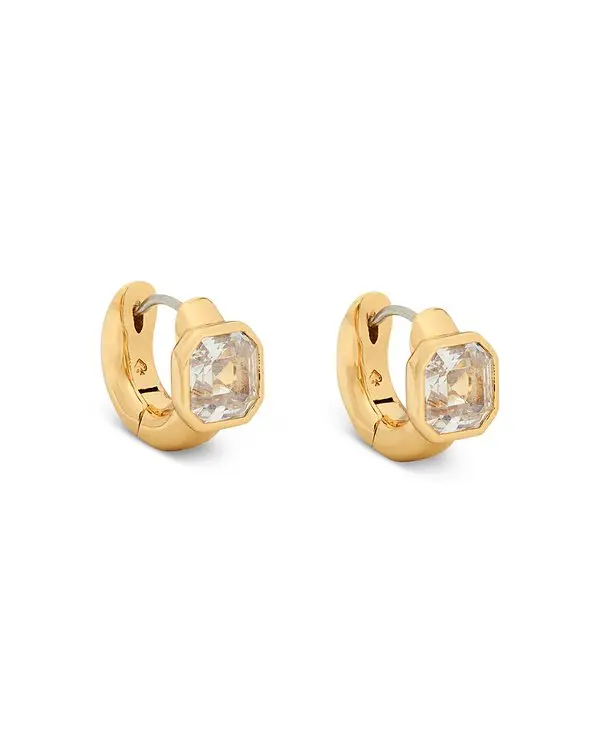 Kate Spade New York Asscher Huggie Earrings - Clear/gold