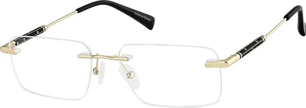Zenni Rectangle Rimless Eyeglasses - Gold