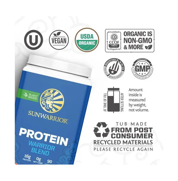 SUNWARRIOR Natural Warrior Blend Protein + Greens Powder