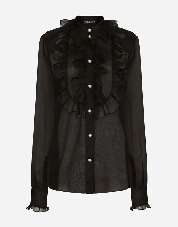 Dolce & Gabbana Silk Organza Ruffle Shirt