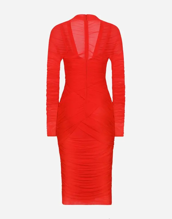 Dolce & Gabbana Tulle Draped Calf-length Dress