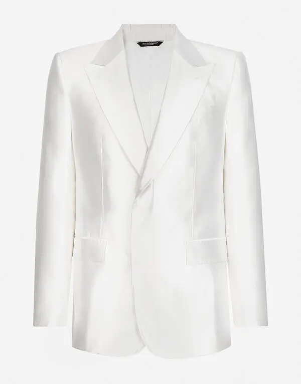 Dolce & Gabbana Single-breasted Silk Shantung Sicilia-fit Jacket - White