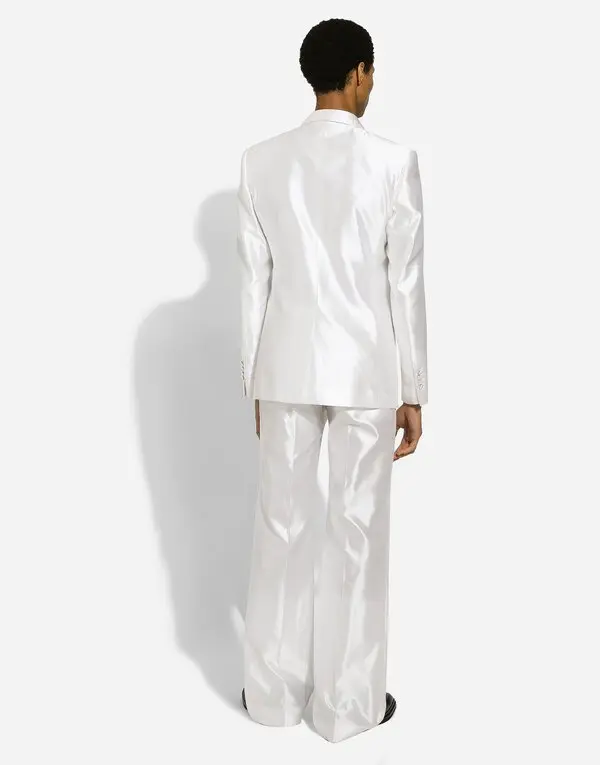 Dolce & Gabbana Single-breasted Silk Shantung Sicilia-fit Jacket - White