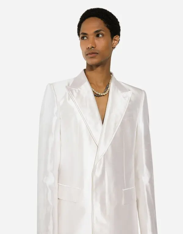 Dolce & Gabbana Single-breasted Silk Shantung Sicilia-fit Jacket - White